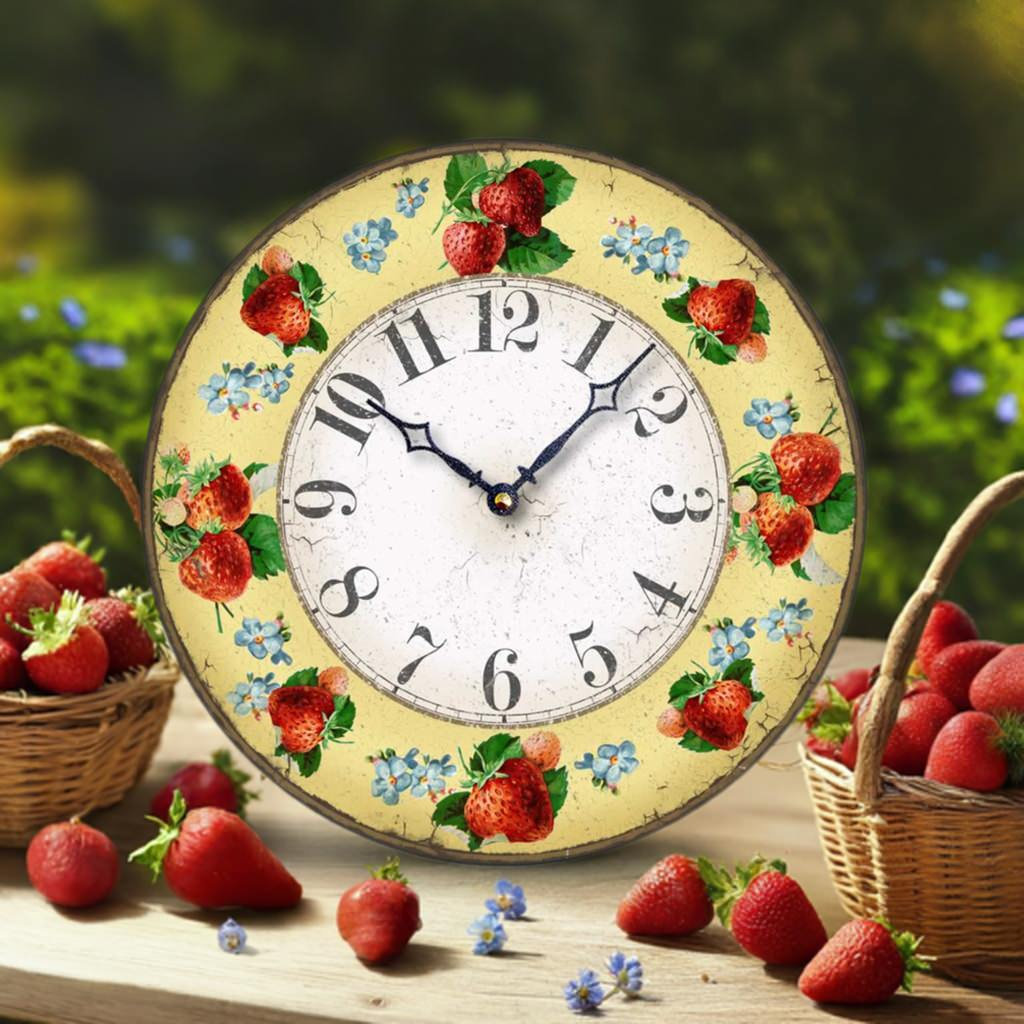 Vintage-Style Strawberry Wall Clock - Farmhouse - Wall Clocks - by ...