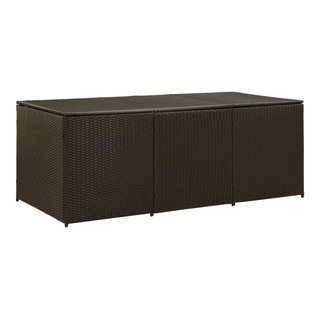 vidaXL Garden Storage Box Poly Rattan 70.8"x35.4"x29.5" Brown ...
