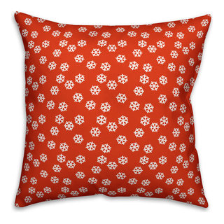 Red Snowflakes Pattern Pillow, 16"x16" - Contemporary - Decorative ...