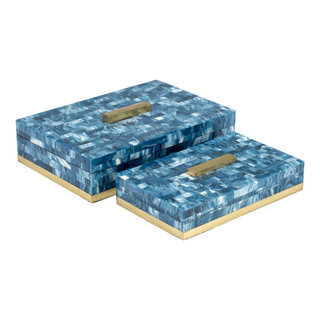 Resin, S/2 10/12" Boxes, Blue - Contemporary - Decorative Boxes - by ...