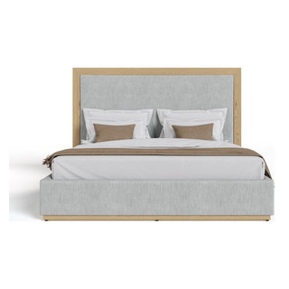 Nova Domus Santa Barbara Modern Grey Fabric + Natural Bed, Eastern King ...