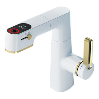 Modern Single Hole Digital Display Smart Pull-Out Bathroom Faucet ...