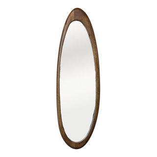 Oval Mango Wood Framed Wall Mirror, Natural - Transitional - Wall ...