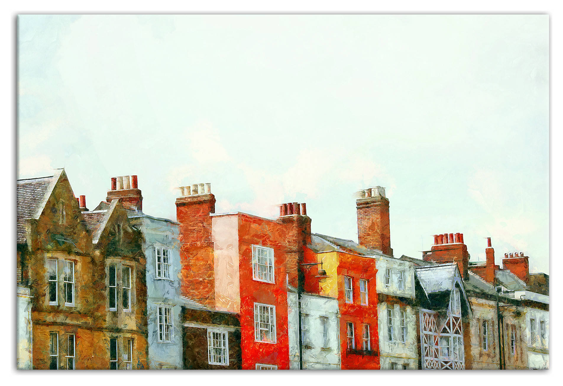 Colorful European Row Houses Wall Art, 30x20 - Contemporary - Prints ...