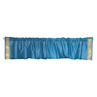 Turquoise - Rod Pocket Top It Off handmade Sari Valance - Pair, 60 X 20 ...