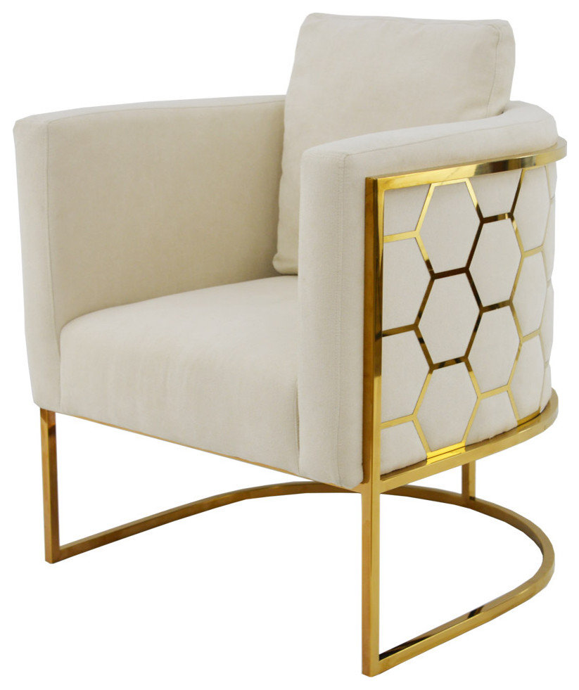 Adalia Gold Chair Off-White Fabric - Contemporary - Armchairs And ...