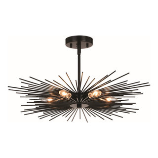 Nikko Six Light Semi-Flush Mount in Matte Black - Midcentury ...