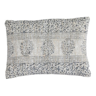 Cushion Cotton DEEPA Blue Metallic Print 14x20" - Transitional - Seat ...