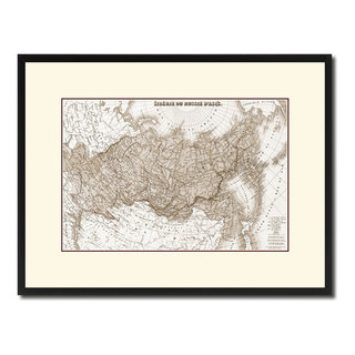 Russia Siberia Vintage Sepia Map Canvas Print, 16"x21" - Contemporary ...