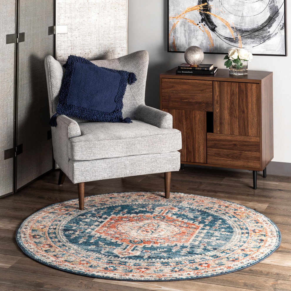 nuLOOM Bina Traditional Vintage Area Rug, 5'Round - Contemporary - Area ...