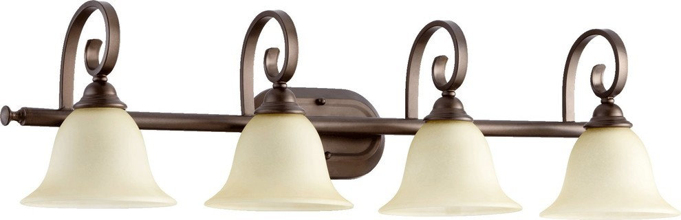 Celesta 4-Light Bath Bar Oiled Bronze Amber Scavo Glass - Traditional ...