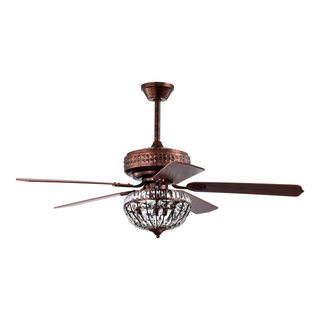Violette 52 in. 3-Light Indoor Antique Copper Finish Ceiling Fan ...
