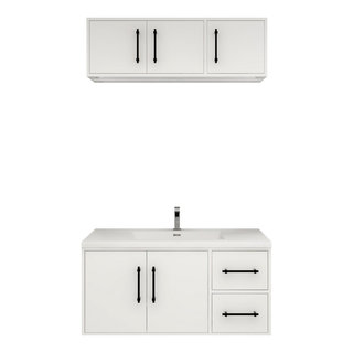Victoria 42" Solid Wood Bath Vanity, Overhead Cabinet - Modern ...
