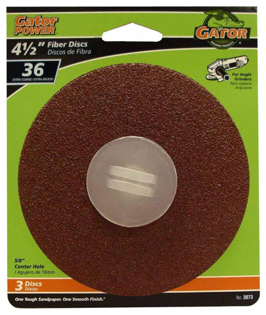 Gator® 3073 Aluminum Oxide Fiber Discs, 36 Grit, 4.5" x 7/8", 3-Pack, 4 ...
