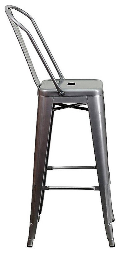 Tolix High Back Stool, Set of 3, Bar - Industrial - Outdoor Bar Stools ...