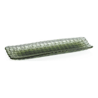 Nova 12.25" Braided Rectangular Glass Plates, Set of 6 - Contemporary ...