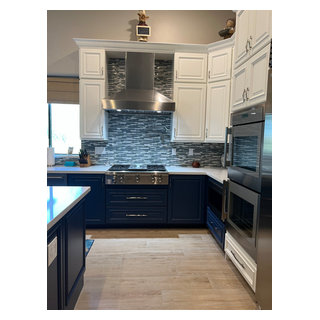 Kitchen Remodel Featuring Sapphire Blue Cabinetry - Midcentury ...