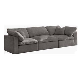 Cozy Velvet Upholstered Comfort Modular Sofa, 3-Piece: 1 Armless Chair ...