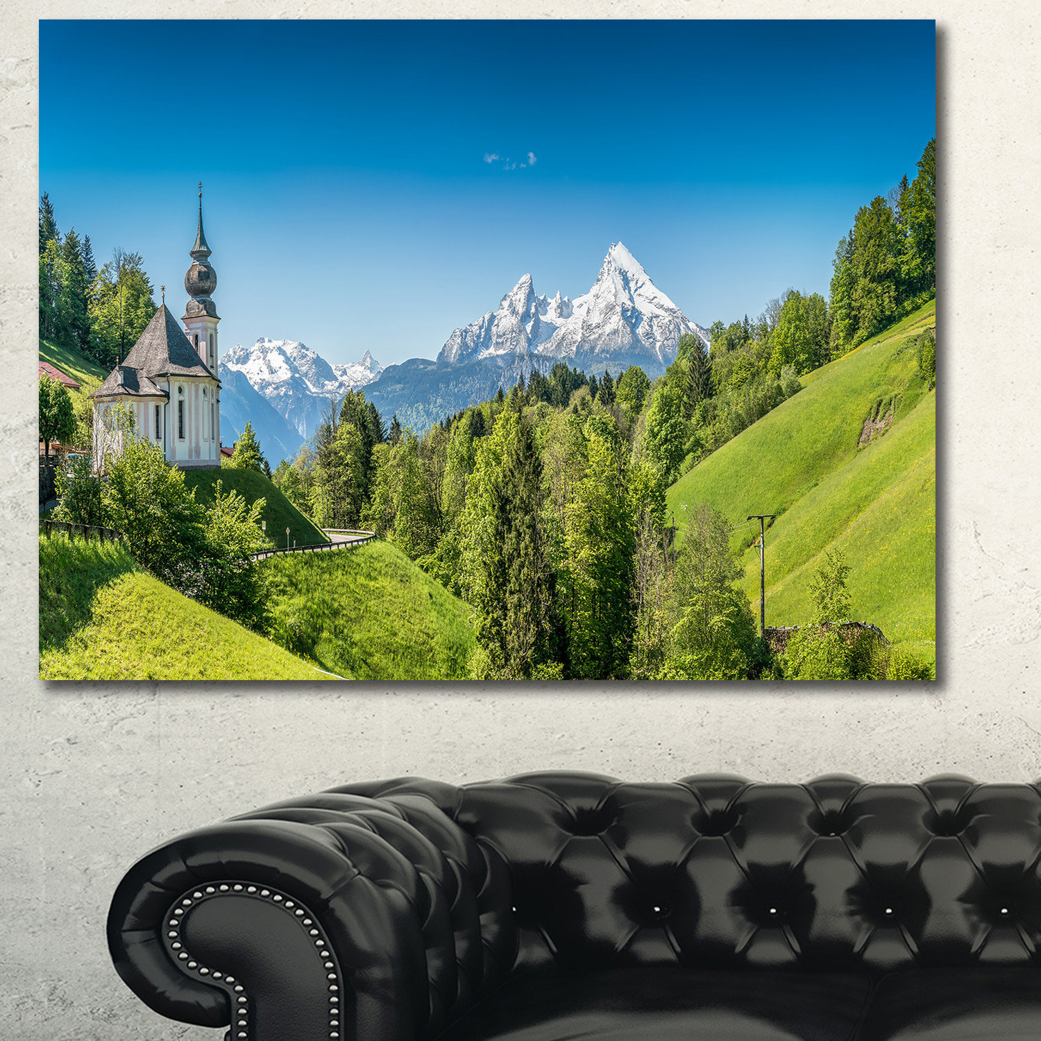Green Mountain View of Bavarian Alps, Landscape Canvas Art Print, 60x40 ...