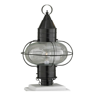 Classic Onion Medium 1 Light Outdoor Post Lighting in Black with Clear ...