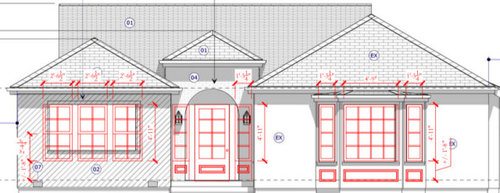 Window proportions, front exterior