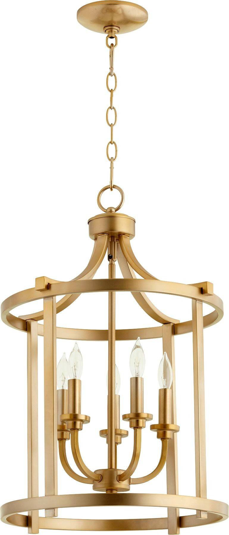 Quorum Lancaster 5 Light 15.5" Entry, Aged Brass - Transitional ...