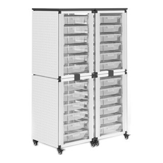 Modular Classroom Storage Cabinet - 4 Stacked Modules with 24 Small ...