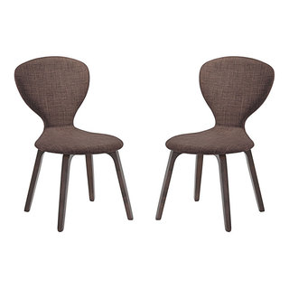 Modern Contemporary Dining Side Chair Set of 2, Beige, Fabric, Wood ...