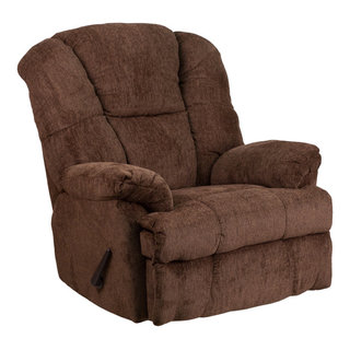 Hillel Chocolate Chenille Rocker Recliner - Transitional - Recliner ...