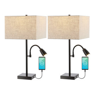 Austin 25.5" 2-Light Table Lamp, USB Port, Oil Rubbed Bronze, Set of 2 ...