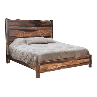 Damian Live Edge Solid Wood Panel Bed, King - Rustic - Platform Beds ...