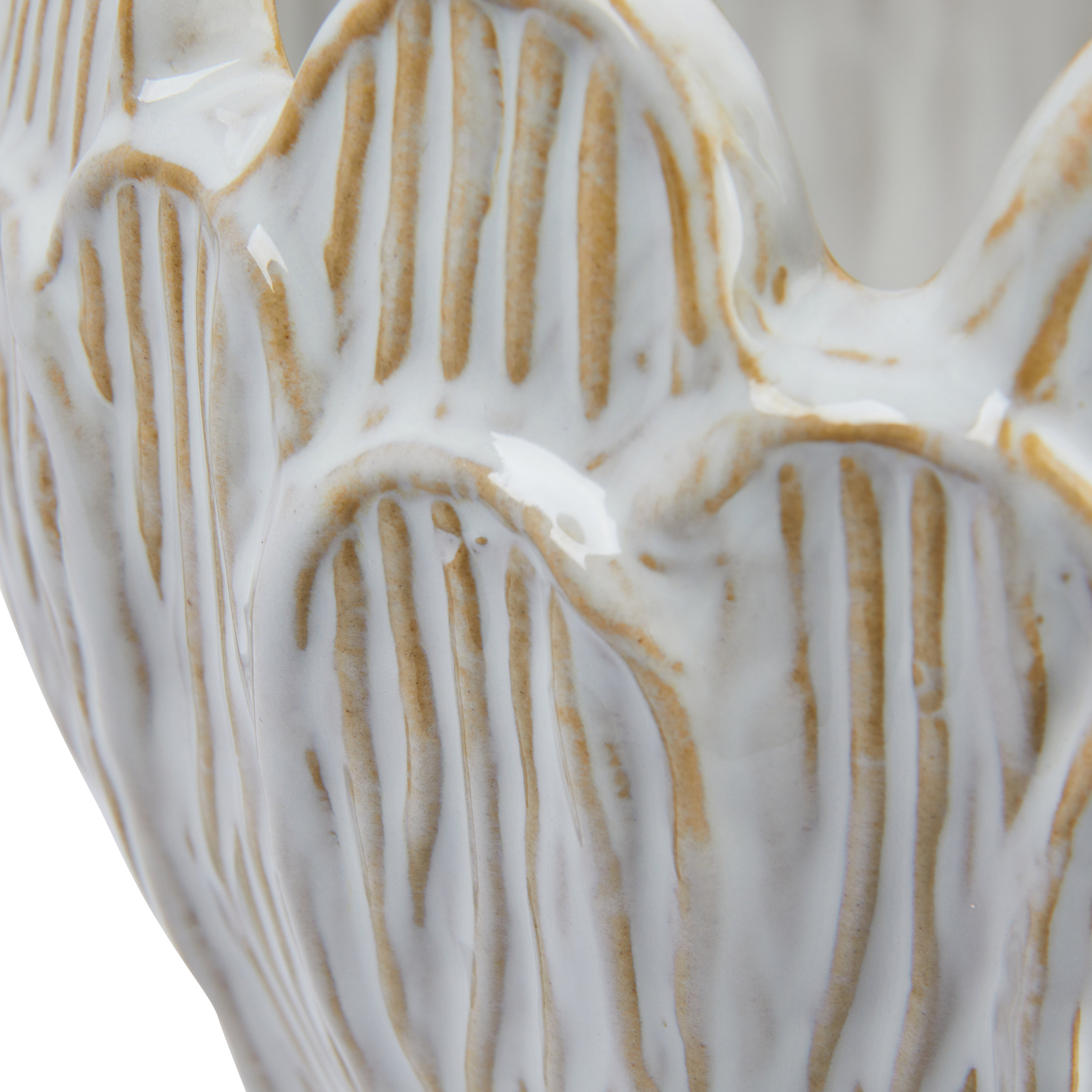 Stoneware Flower Shaped Planter, Ivory - Contemporary - Indoor Pots And ...