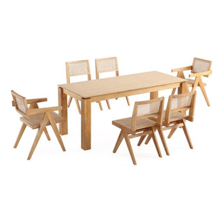 7-Piece Rockaway Modern Solid Wood Dining Set - Tropical - Dining Sets ...