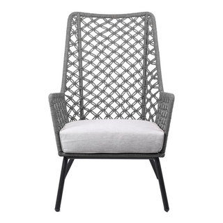 Marco Polo Indoor Outdoor Steel Lounge Chair with Grey Rope and Grey ...