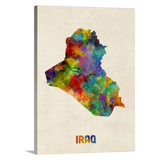 Iraq Watercolor Map Wrapped Canvas Art Print, 12"x16" - Contemporary ...