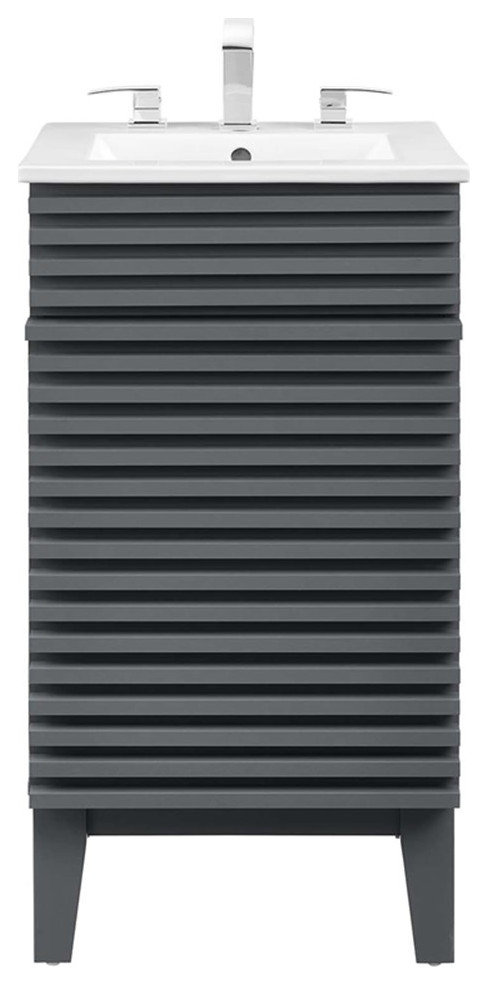 Modway Render 18" Particleboard Bathroom Vanity Cabinet in Gray/White ...