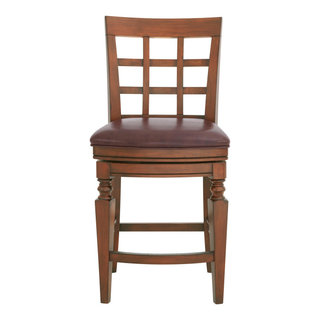 Napa Bar Stool With Back, Mahogany, 1 - Traditional - Bar Stools And ...