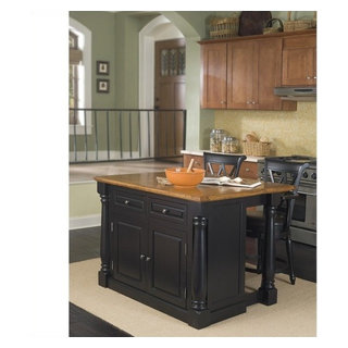 Home Styles Monarch Kitchen Island and Bar Stools 3 Piece Set ...