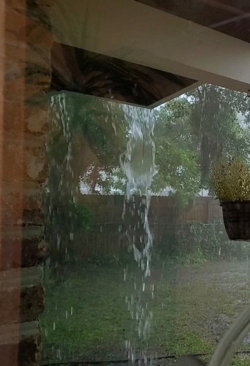 best solution for rain pouring off of roof.