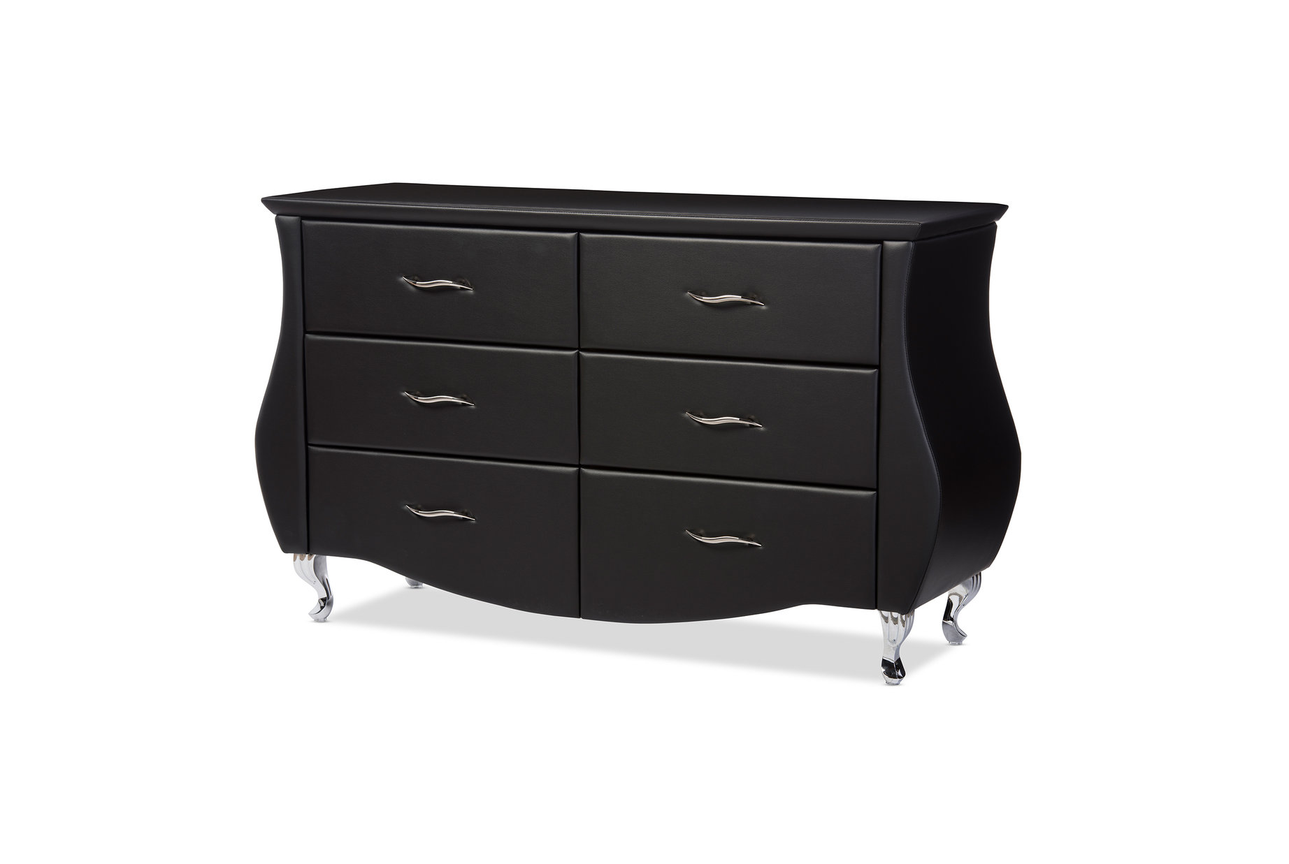 Enzo Modern and Contemporary Black Faux Leather 6-Drawer Dresser ...