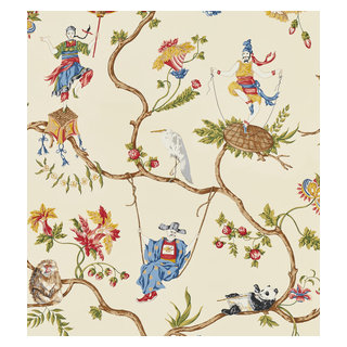 Ming Circus, Multi On Beige - Asian - Wallpaper - by Scalamandre | Houzz