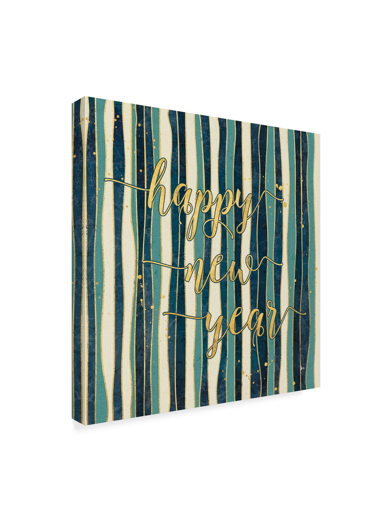 Jess Aiken 'Coastal Lace Happy New Year Stripes' Canvas Art, 14"x14 ...