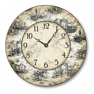 French Toile Vintage-Style Wall Clock - French Country - Wall Clocks ...