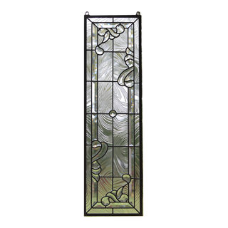 10" x 36" Stunning Handcrafted Hanging All Clear Beveled Glass Window ...