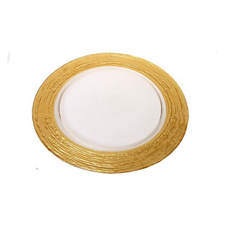 Classic Touch Glass Chargers With Gold Grain Border, Set of 4 ...