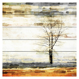 "Lone Tree" Print on White Wood, 32"x32" - Contemporary - Prints And ...