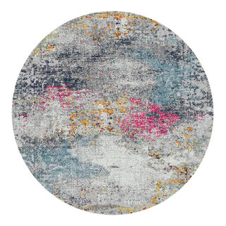 Amer Rugs Montana Lizette Power-Loomed Area Rug Blue/Pink 7'6" Round, 7 ...