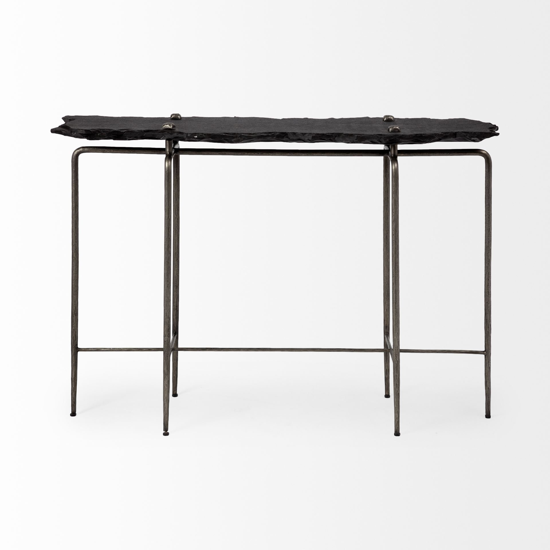 HomeRoots Black Slate Console Table With Iron Base, 49.0L x 17.0W x 32 ...