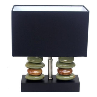 Elegant Designs Ceramic Dual Stacked Stone Table Lamp in Chrome with ...