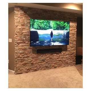 Stacked Stone Entertainment Wall - Rustic - Basement - Tampa - by MKM ...